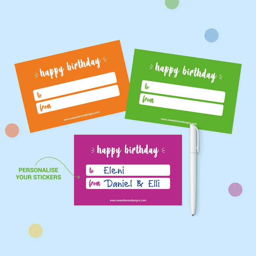 Happy Birthday Sticker Labels – Sweet Lemon Designs