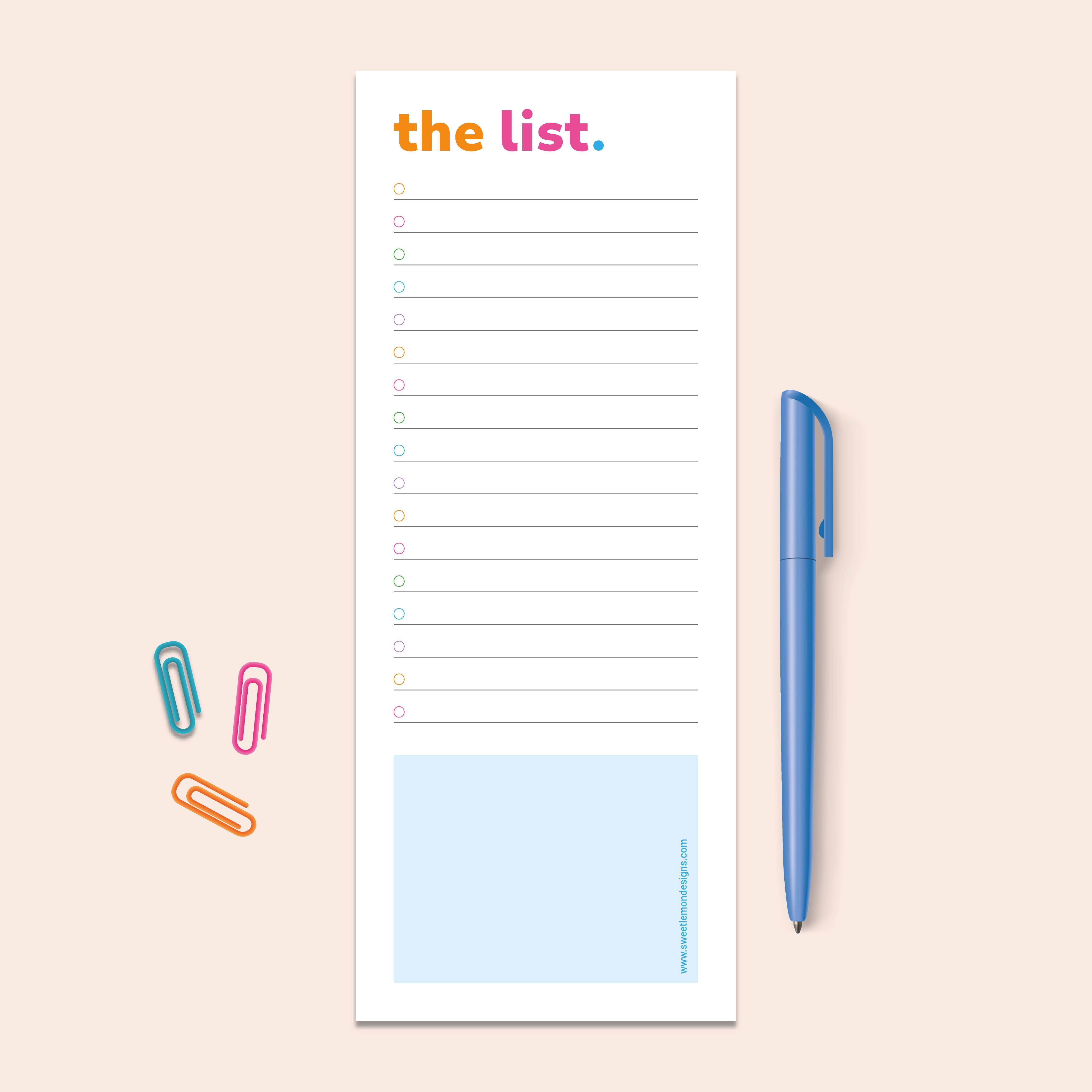The List Notepad – Sweet Lemon Designs