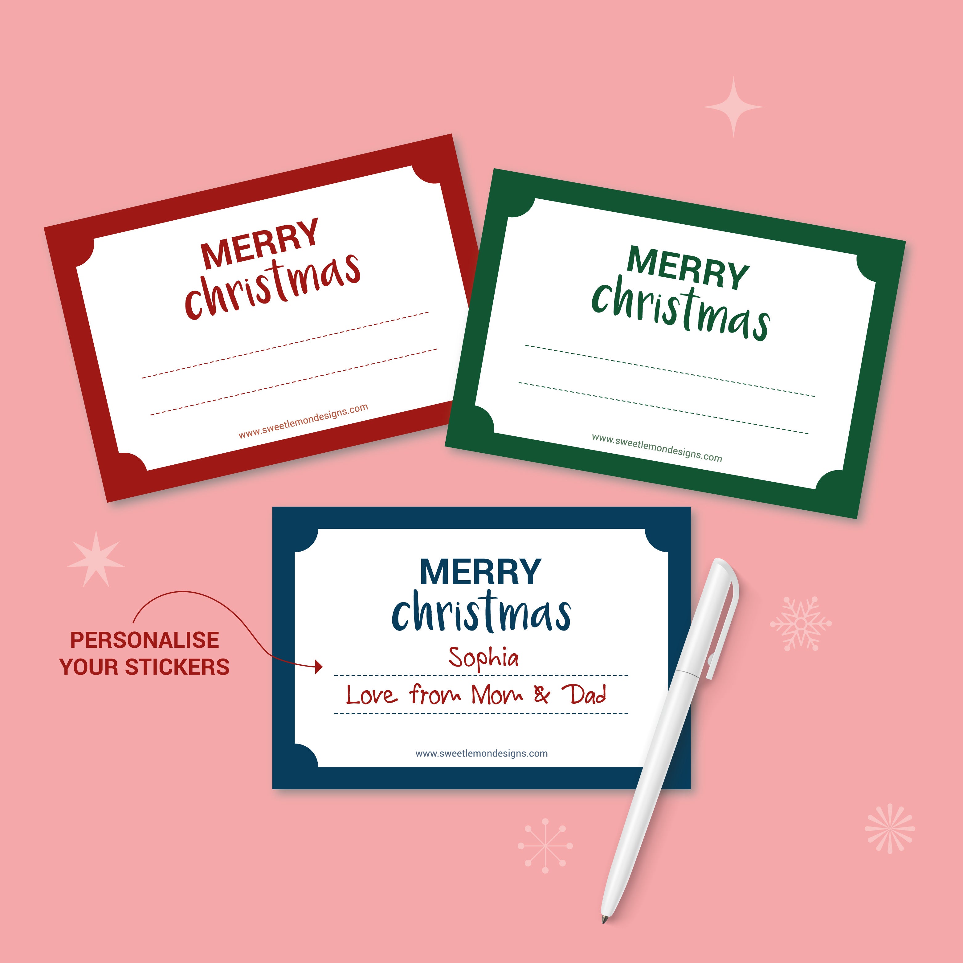 Merry Christmas Sticker Labels – Sweet Lemon Designs